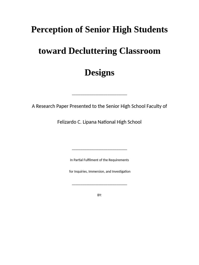 Senior High Students' Views on Classroom Design | PDF | Survey ...