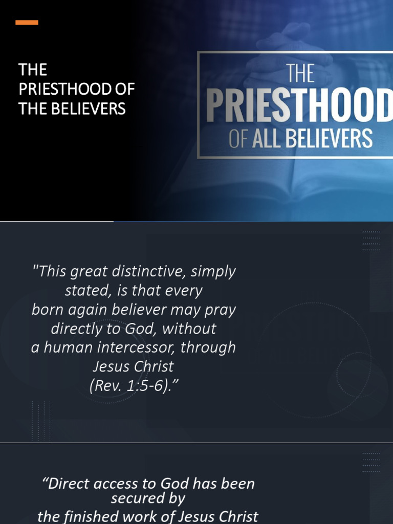 Baptist Distinctives Lesson 3 Week 4 - PREISTHOOD OF THE BELIEVERS ...