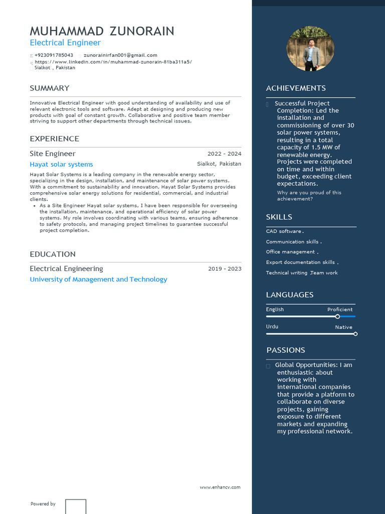 Muhammad Zunorain Resume | PDF | Renewable Energy | Solar Power