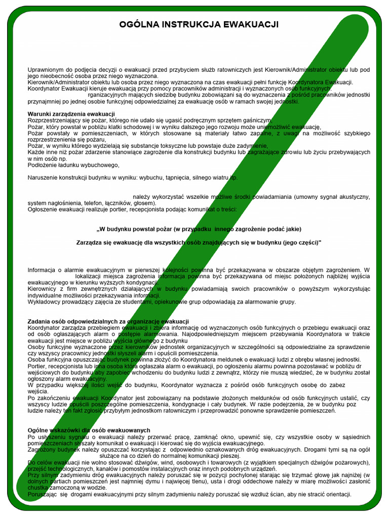 OGÓLNA INSTRUKCJA EWAKUACJI-2 | PDF