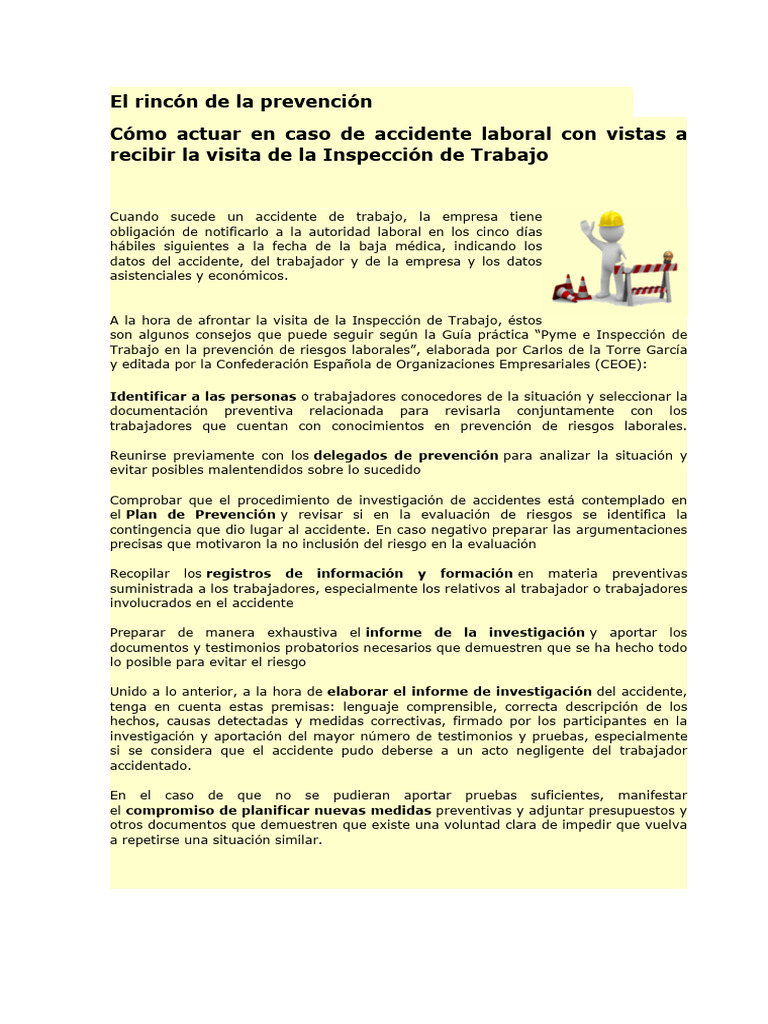 009 A Actuación en Caso de Accidente de Trab | PDF | Finanzas y dinero