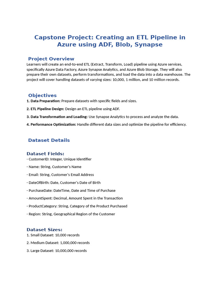 Capstone Project-Create An ETL Pipeline in Azure | PDF | Information Technology Management ...