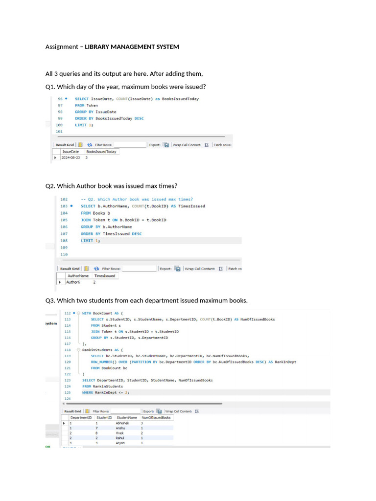 Library Management System Queries Analysis | PDF | Social Science ...