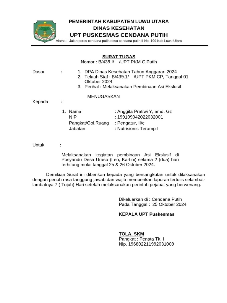 SURAT TUGAS Oktober | PDF