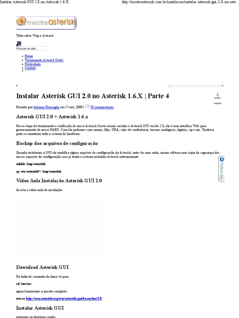 Instalação do Asterisk GUI 2.0 | PDF | Interfaces gráficas do usuário ...