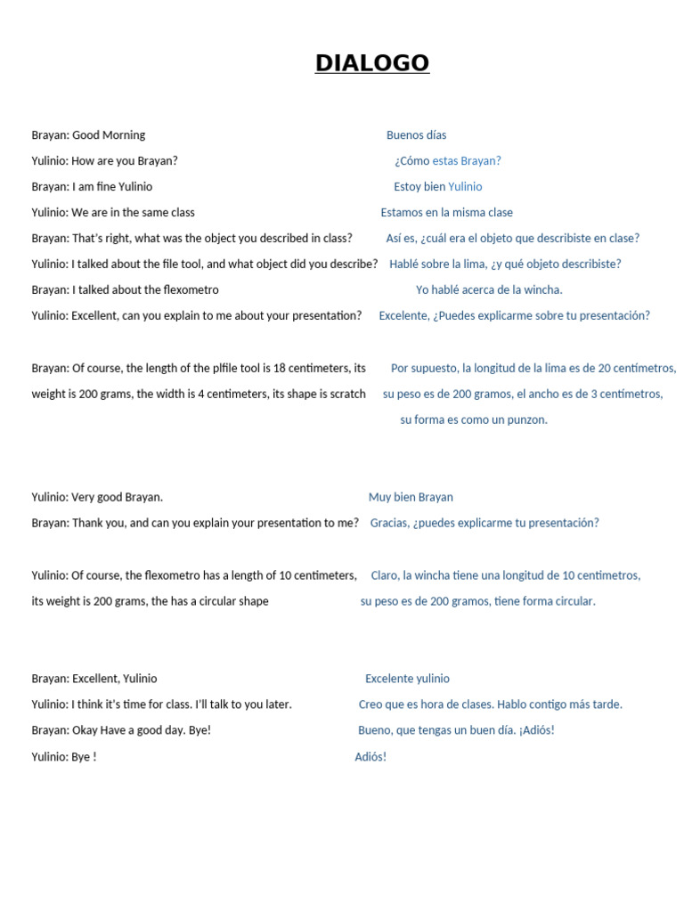 DIALOGO 1-InglesMMP | PDF