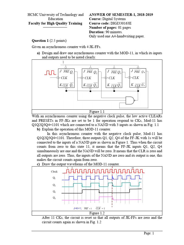 Hk1-2018 - 2019 - Dap An de Thi Kts-clc-Eng | PDF | Logic Gate | Read Only Memory