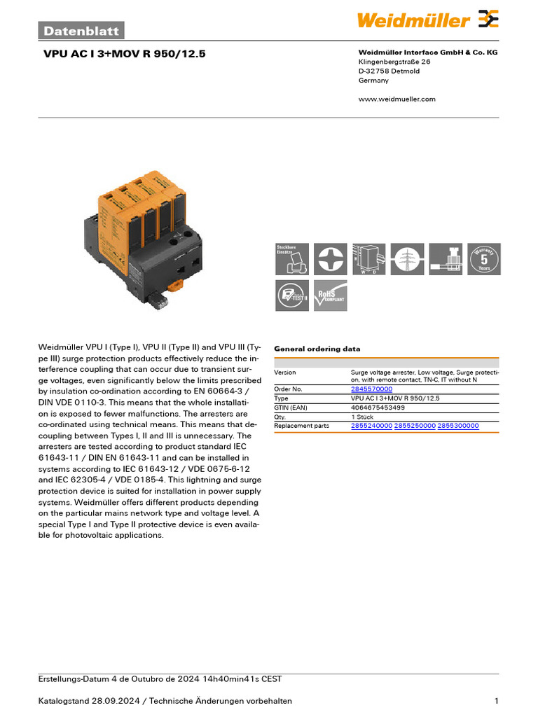 VPU AC I 3+MOV R 950 12.5 PT | PDF | Electromagnetism | Electrical ...