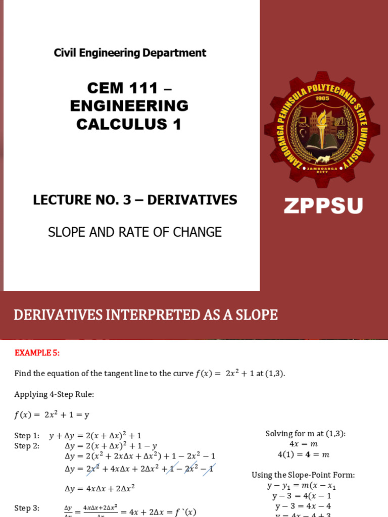 Derivatives Slope and Rate of Change | PDF | Derivative | Slope