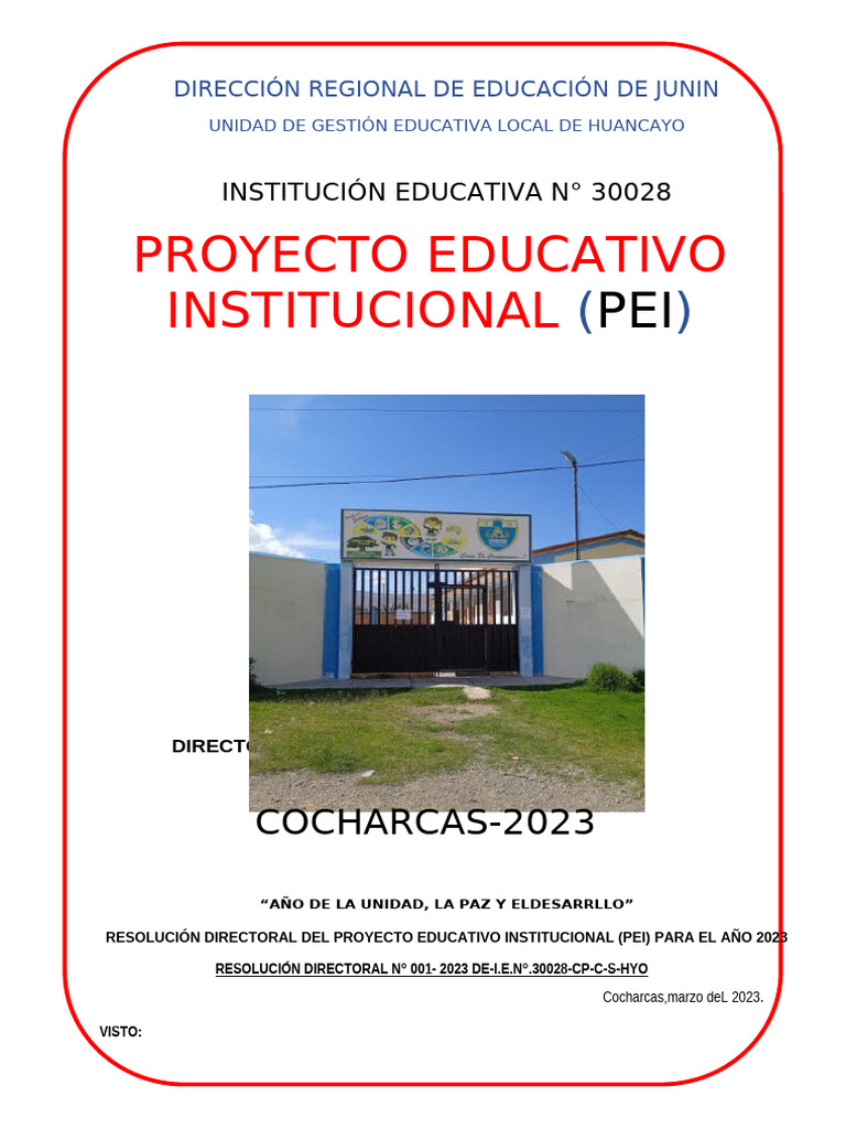 PROYECTO EDUCATIVO INSTITUCIONAL -3028 (1) | PDF | Aprendizaje | Evaluación