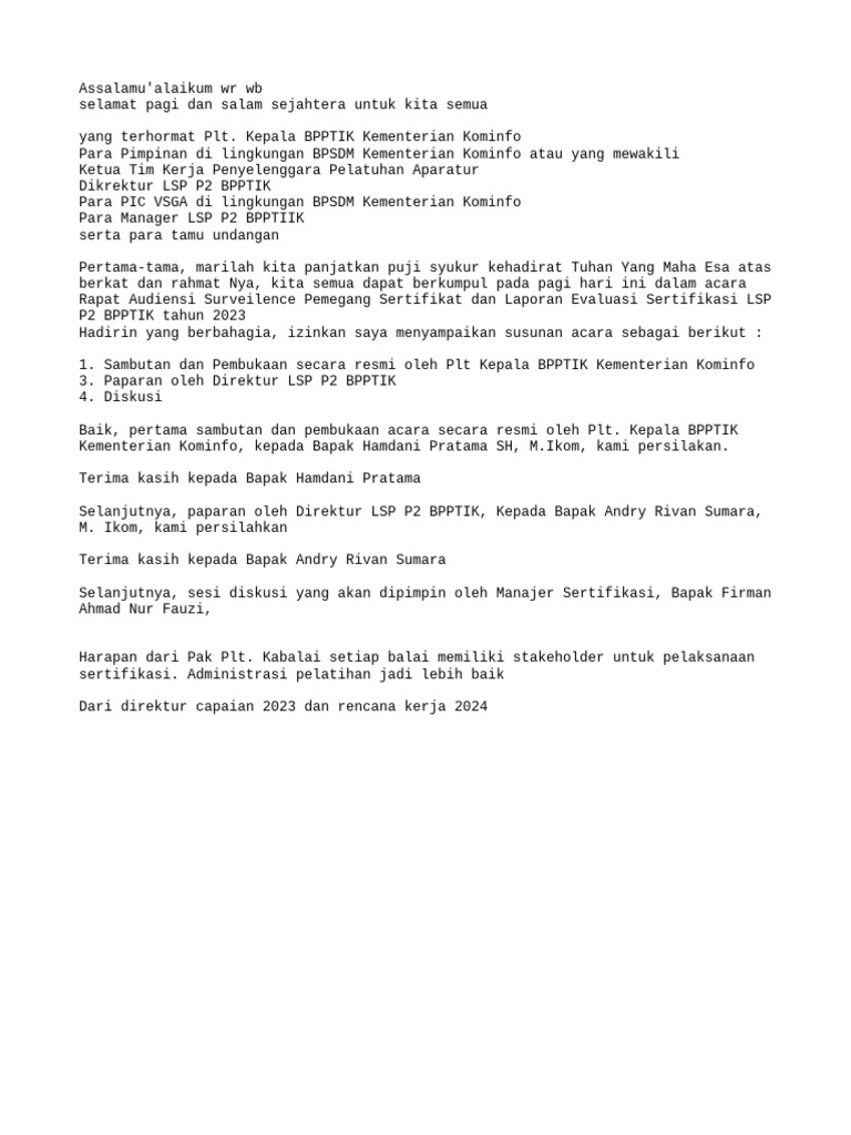 Teks MC LSP | PDF | Bisnis | Ilmu Sosial