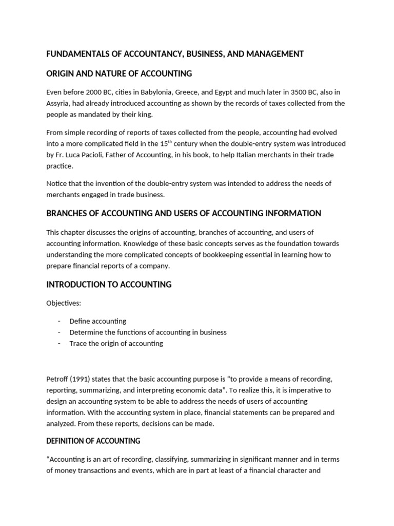 Fundamentals of Accountancy | PDF | Accounting | Money