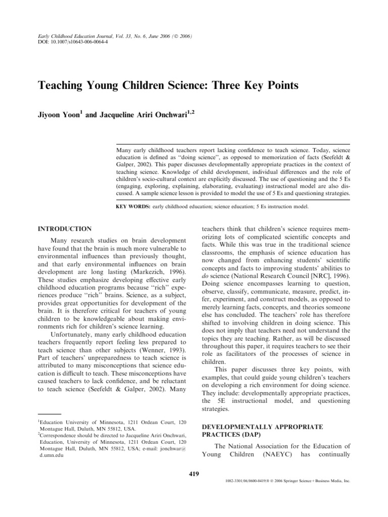 Teaching Science to Young Children | PDF | Science | Learning