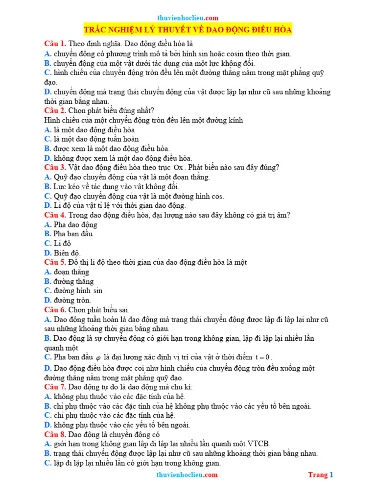 Trac Nghiem Ly Thuyet DDDH | PDF
