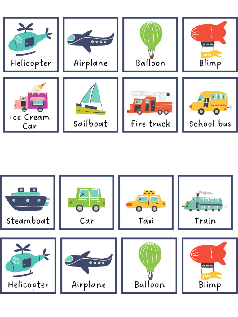 Transport Flashcard Memory Game | PDF