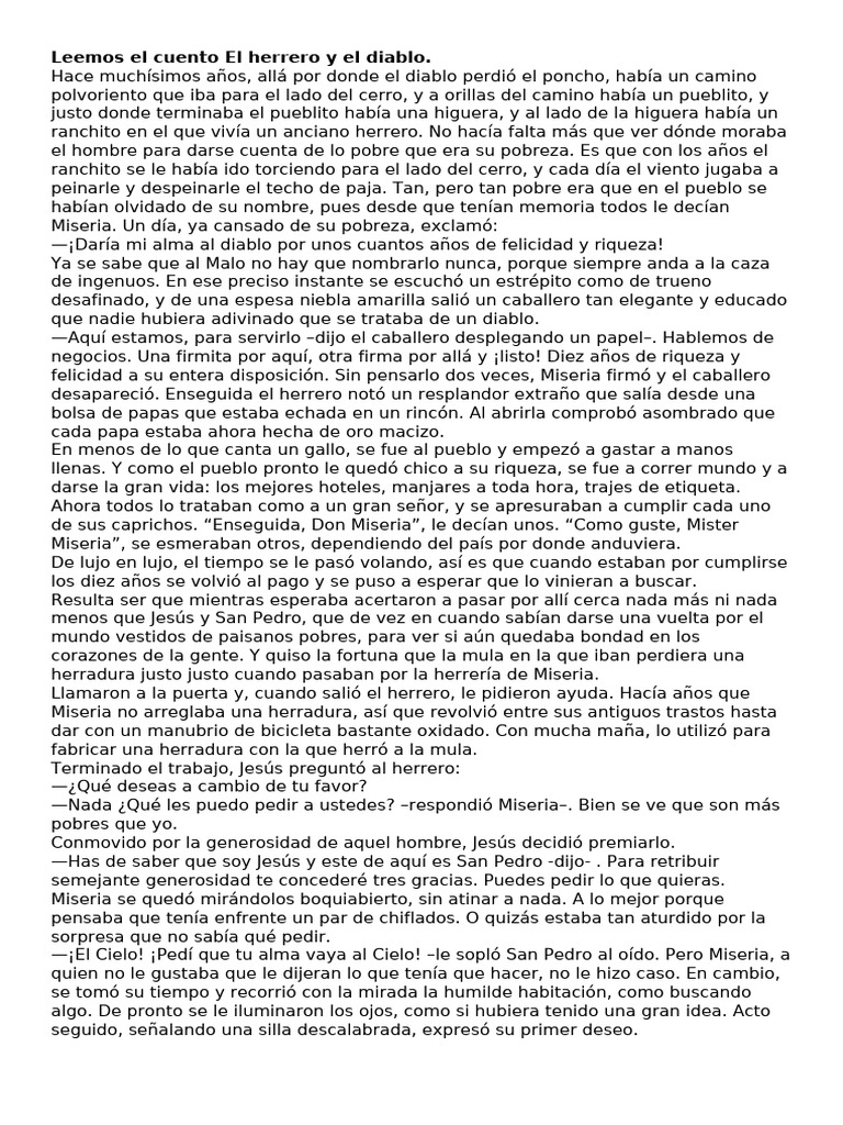 4a.CUENTO EL HERRERO Y EL DIABLO | PDF | Creencia religiosa y doctrina