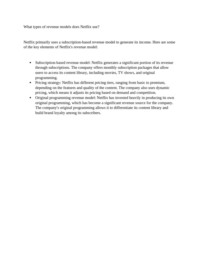 Netflix and bKash Revenue Models Explained | PDF | Internet Service ...