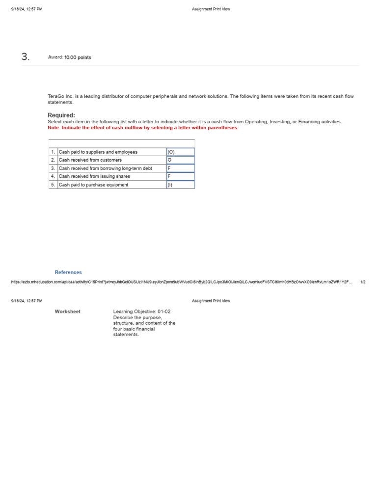 Terago Inc Cash Flow Activities Analysis Pdf