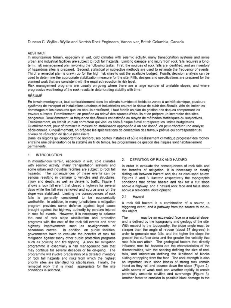 Rock Fall Hazard Risk Management | PDF | Risk | Hazards