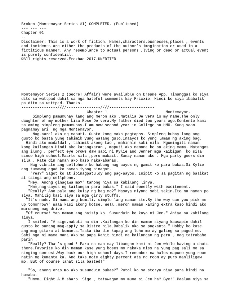 Frezbae Broken Montemayor Series 1 COMPLETED Published | PDF