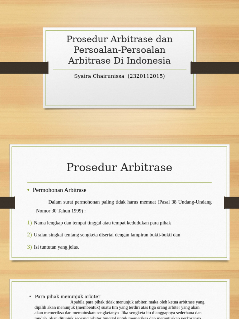 TUGAS Prosedur Arbitrase Dan Persoalan-Persoalan Arbitrase Di Indonesia | PDF