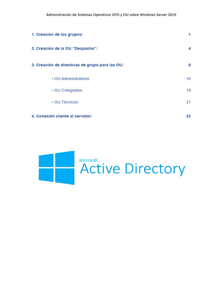 Configuración de Active Directory | PDF | Política de grupo | Servidor ...