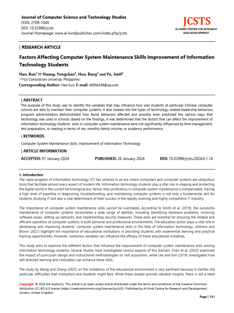Factors Affecting Computer System Maintenance Skil | PDF | P Value ...