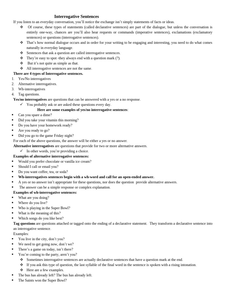 Understanding Interrogative Sentences | PDF | Question | Sentence (Linguistics)