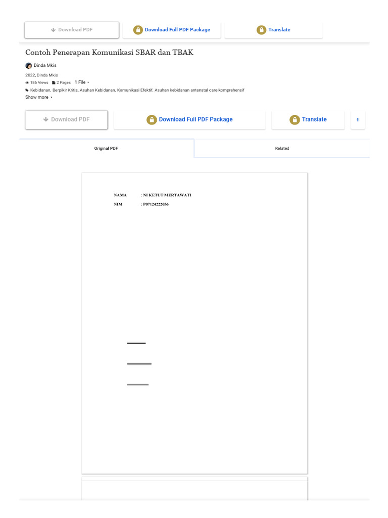 Contoh Penerapan Komunikasi SBAR Dan TBAK - Dinda Mkis - Academia - Edu ...
