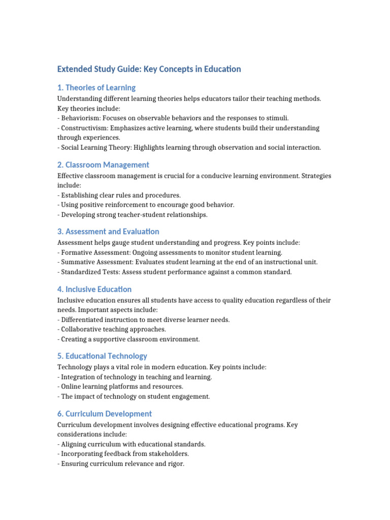 Extended_Education_Study_Guide | PDF | Learning | Educational Assessment
