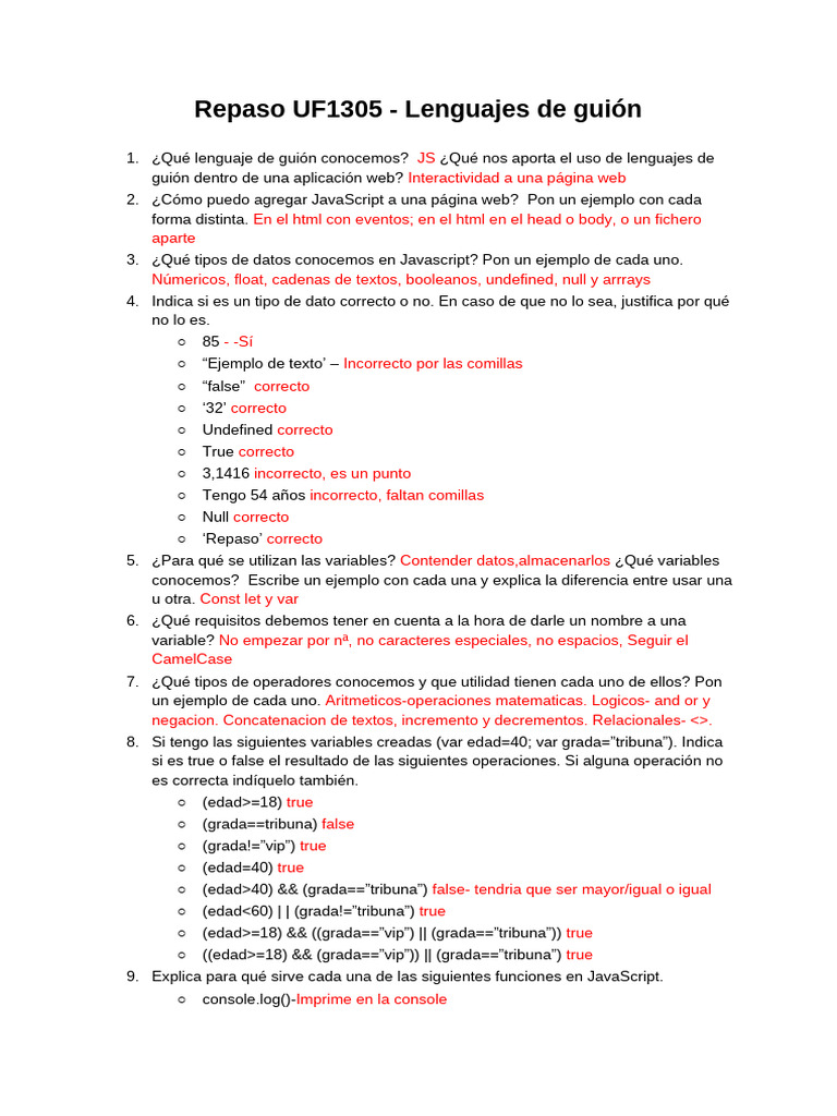 Guía Práctica de JavaScript y Variables | PDF | Lenguaje de programación | Script Java