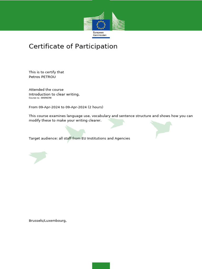 Completion Certificate - Clear Writing | PDF | Language Arts ...