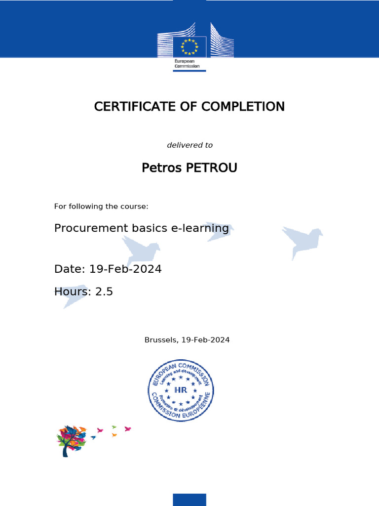 Completion Certificate - Procurement | PDF
