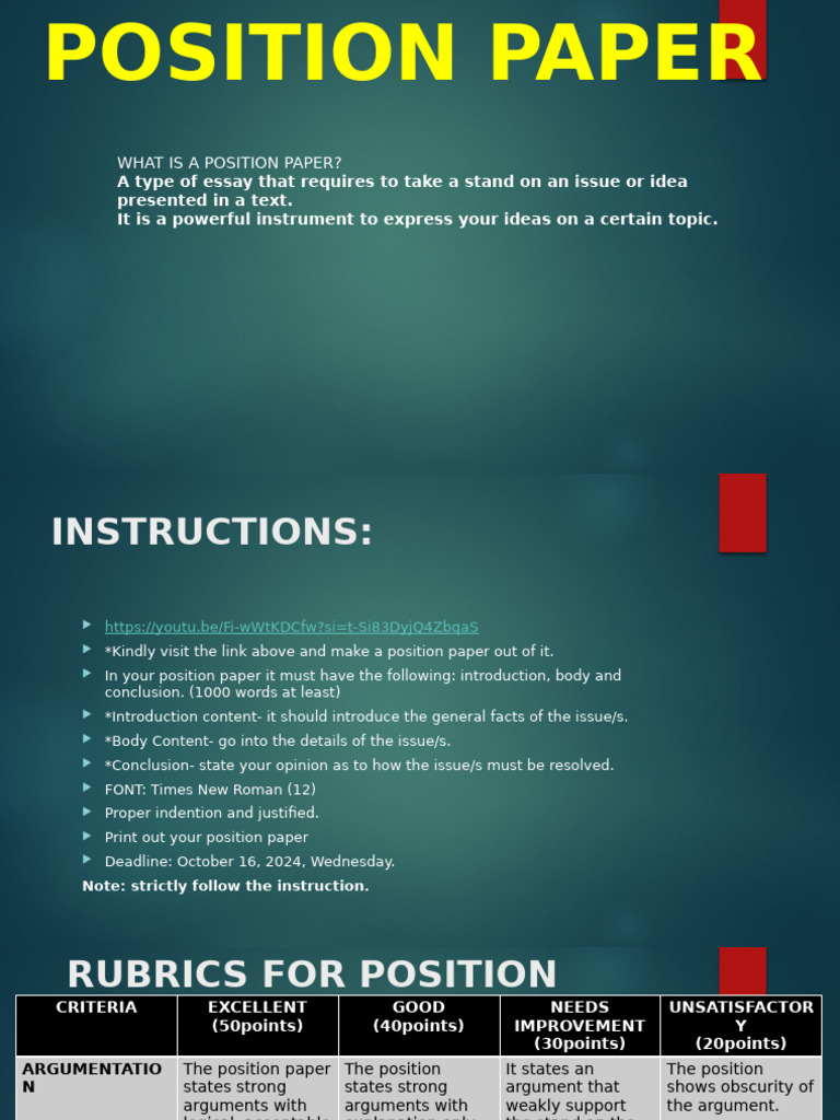 Position Paper Rubrics | PDF | Argument | Epistemology