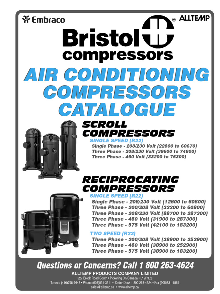 Bristol Compressor Model Catalogue | PDF | Machines | Electric Power