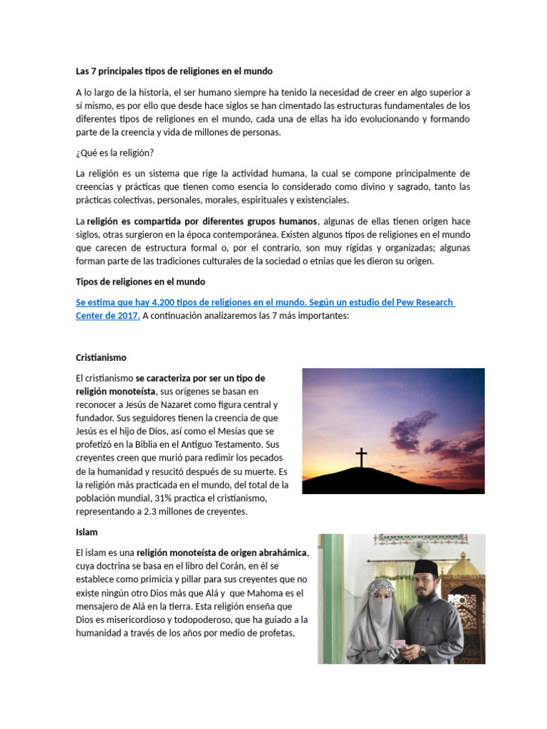 Las 7 Principales Tipos de Religiones en El Mundo (Recuperado ...
