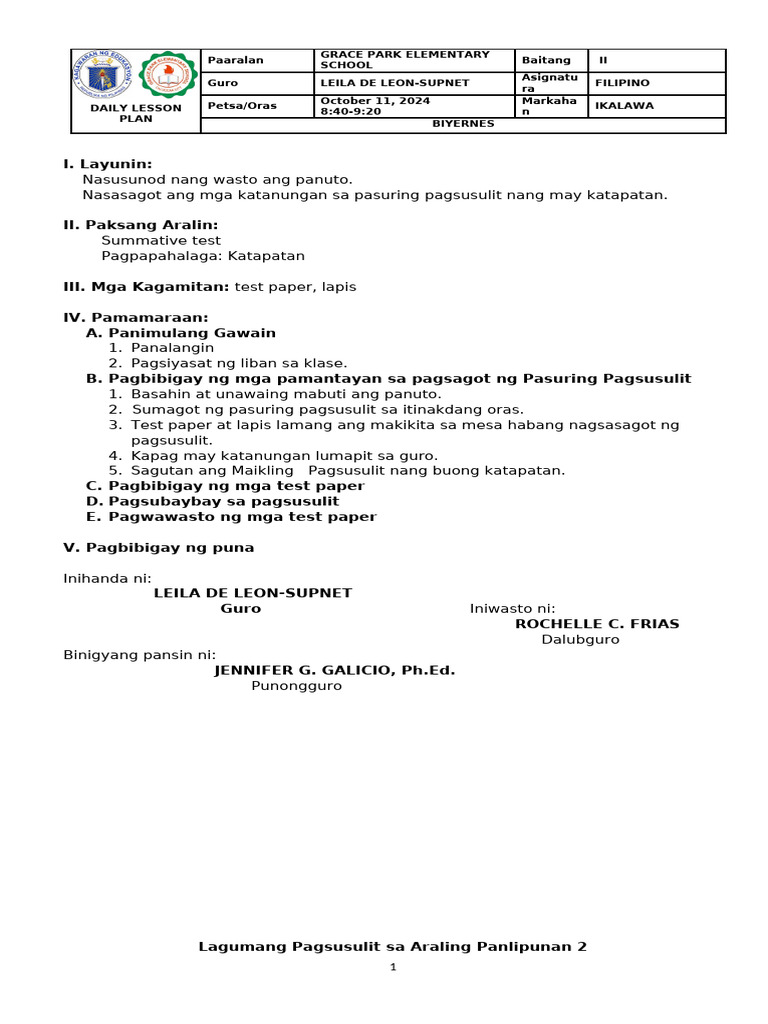 Dlp-Filipino2-Q2-W2 D5 | PDF