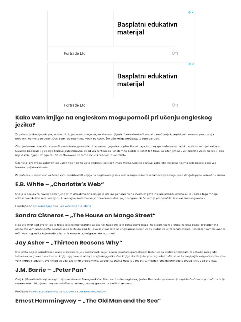 9 Najboljih Knjiga Za Učenje Engleskog Na Početnom Nivou | PDF