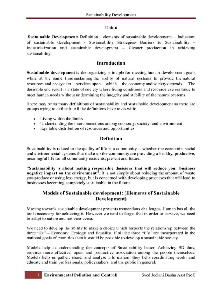 Environmental and Pollution Control UNIT - 1 5 | PDF