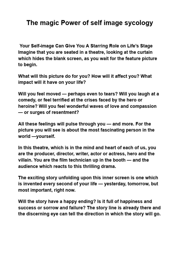 The Magic Power of Self Image Sycology | PDF | Art