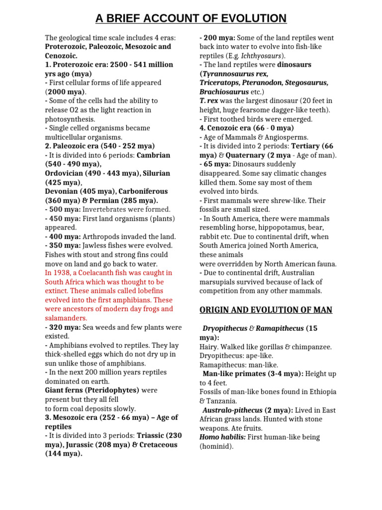 A BRIEF ACCOUNT OF EVOLUTION | PDF | Homo