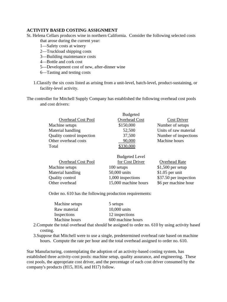Activity Based Costing Assignment 2 | PDF | Cost | Management Accounting