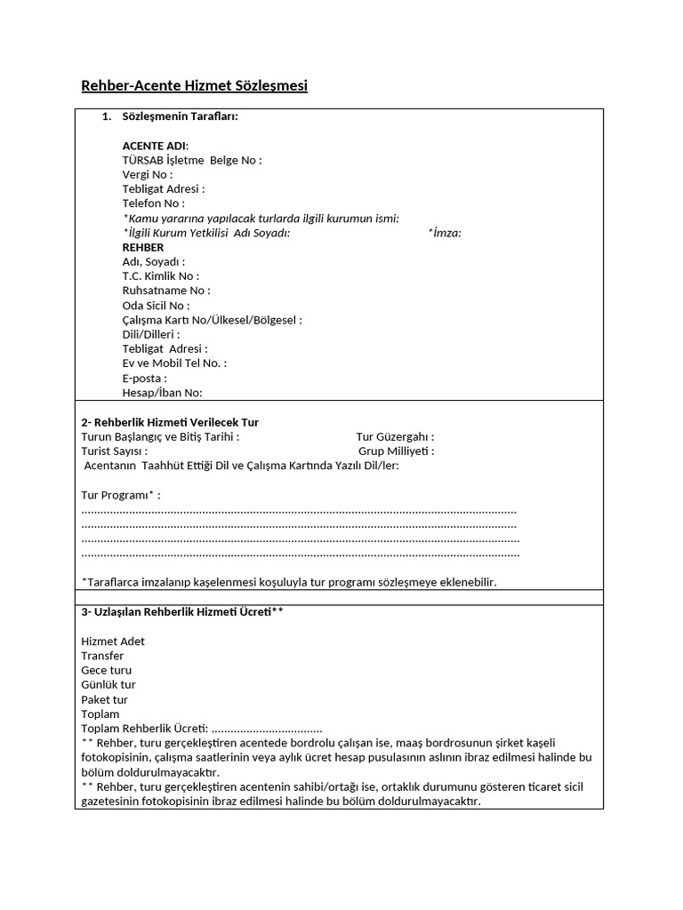 Rehber - Acente Hizmet Sözleşmesi-1 | PDF