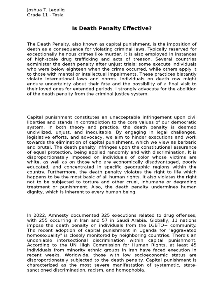 Is Death Penalty Effective | PDF | Capital Punishment | Crimes