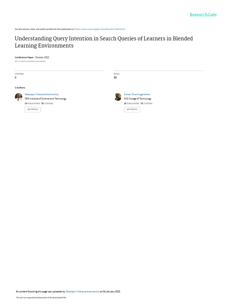 Understanding Query Intention in Search Queries of Learners Iin Blended Learning Environments ...
