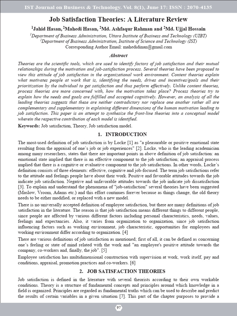 Job Satisfaction Theories Overview | PDF | Job Satisfaction | Motivational