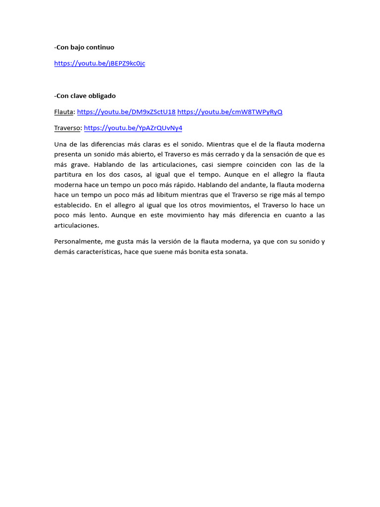 Comparativa: Flauta Moderna vs. Traverso | PDF | Estudios de idiomas ...