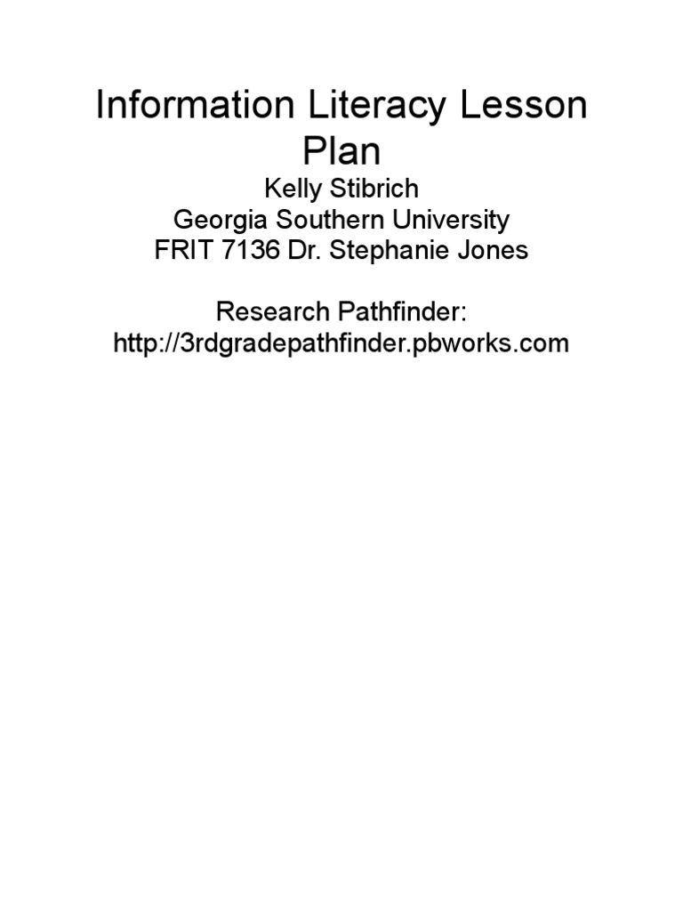 Information Literacy Lesson Plan | PDF | Digital Library | Libraries