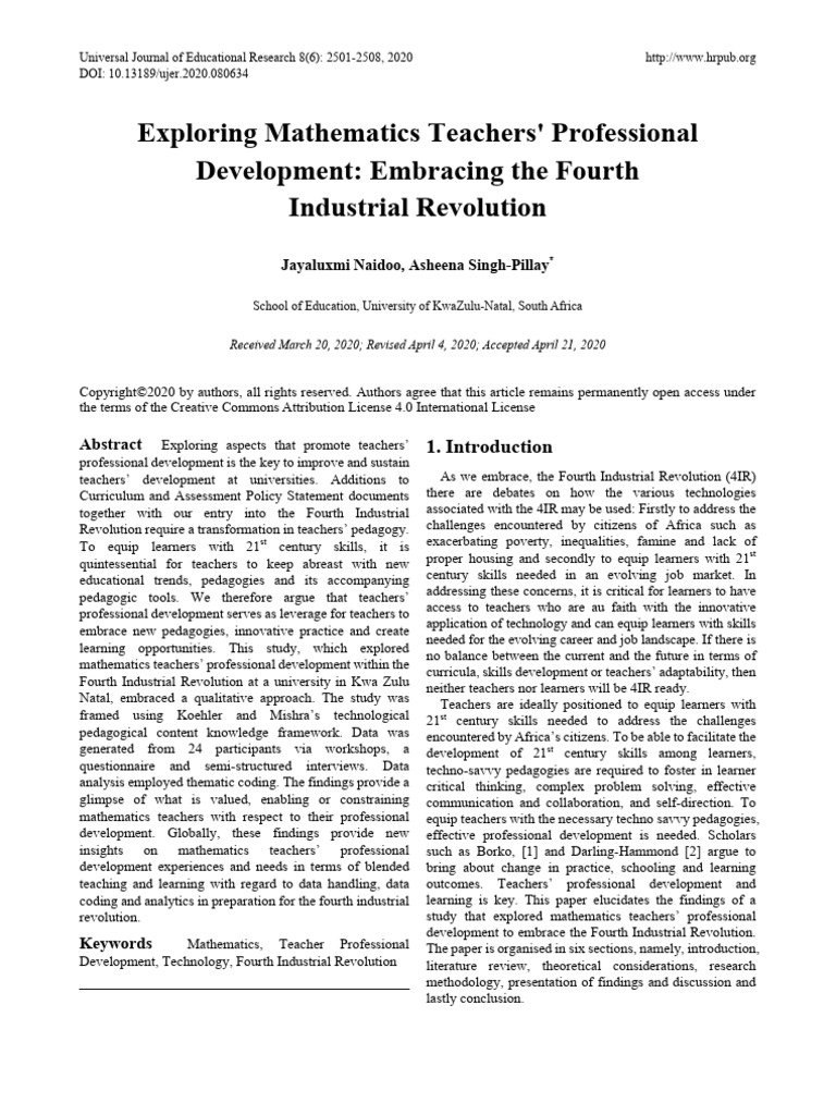 Arch Article 1 - Exploring Math Teachers Prof. Development | PDF | Pedagogy | Learning