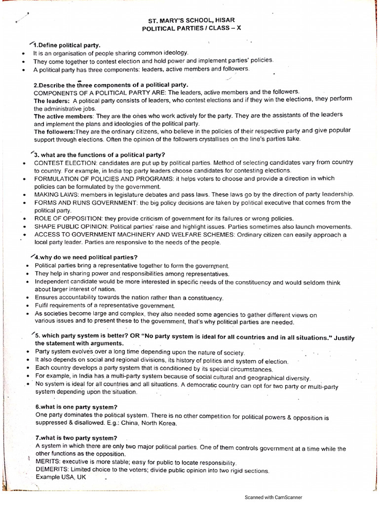 Political Parties Notes | PDF